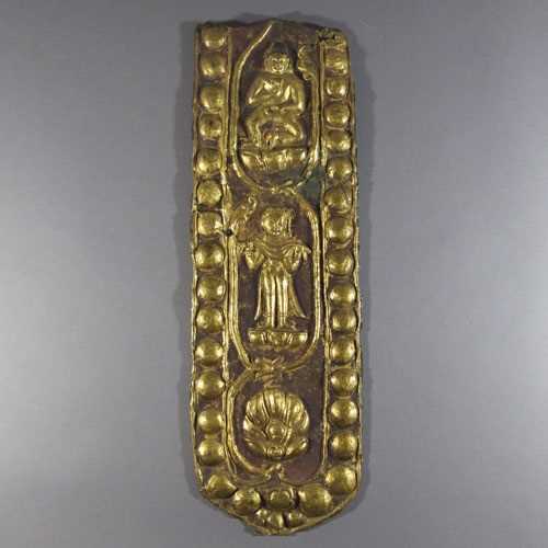 Lot 28 - A COPPER GILT REPOUSSE RELIEF PANEL