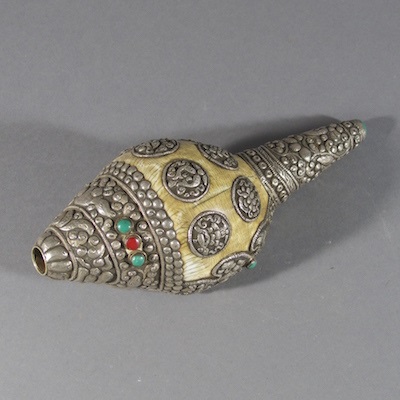 Lot 68 - A CONCH SHELL TRUMPET