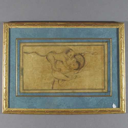 Lot 233 - A LION ATTACKING A CAMEL