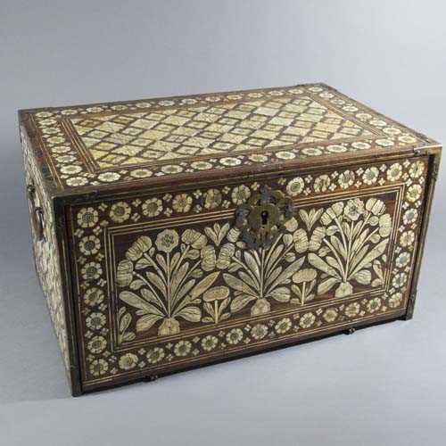 Lot 388 - AN MUGHAL IVORY INLAID TABLE CABINET