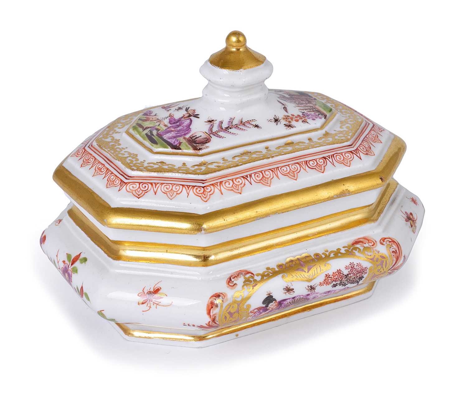 Lot 19 - â€¡ A MEISSEN PORCELAIN SUGAR BOX AND COVER