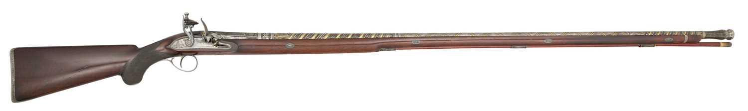 Lot 410 - AN UNUSUAL 34 BORE FLINTLOCK SPORTING GUN BY