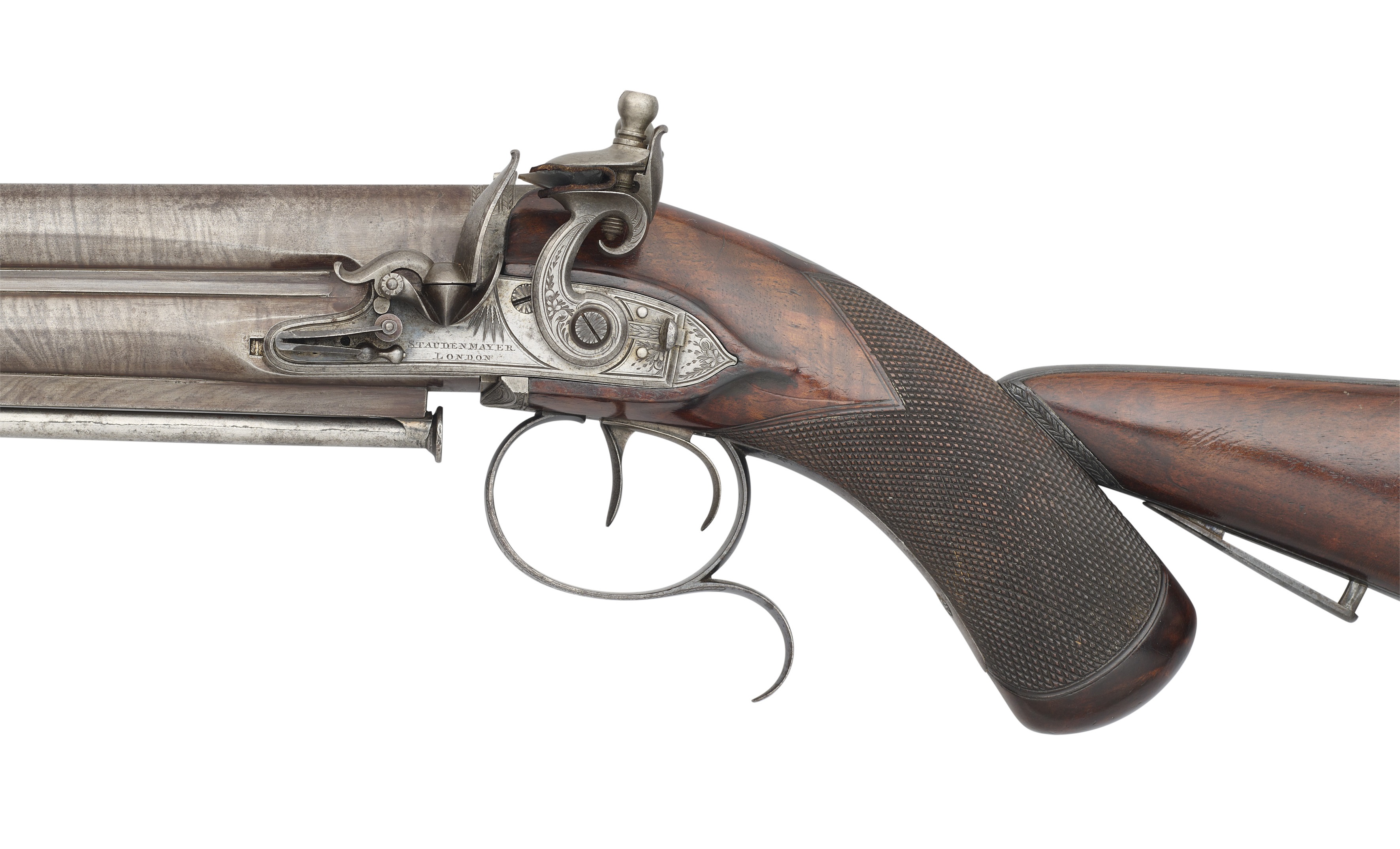 Lot 425 - A 16 BORE FLINTLOCK OVER-AND-UNDER OFFICER’S