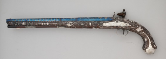 Lot 424 - A 20 BORE SILVER-MOUNTED LONG FLINTLOCK