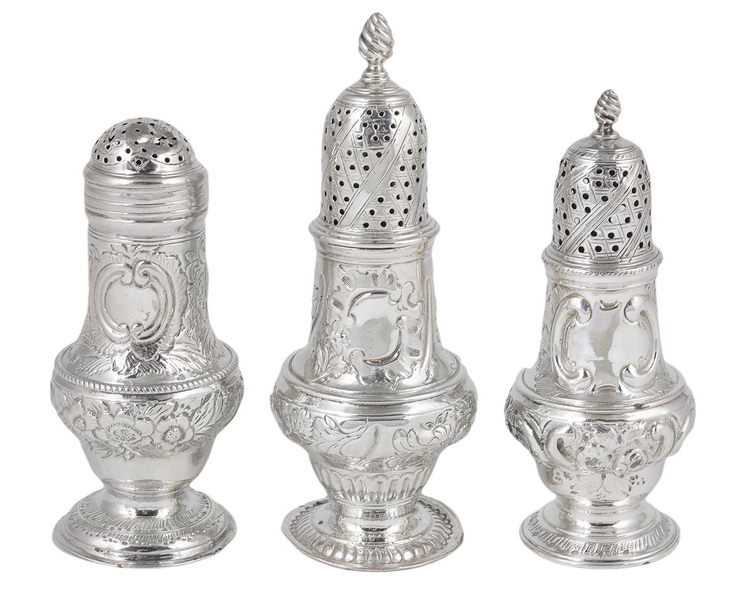 Lot 290 - A PAIR OF GEORGE III LATER CHASED SILVER