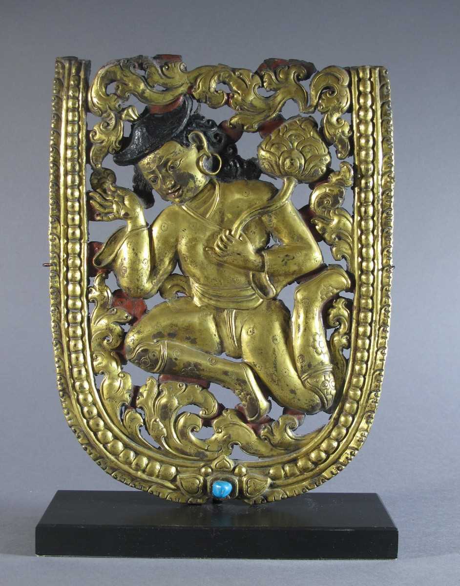 Lot 10 - A COPPER GILT PLAQUE