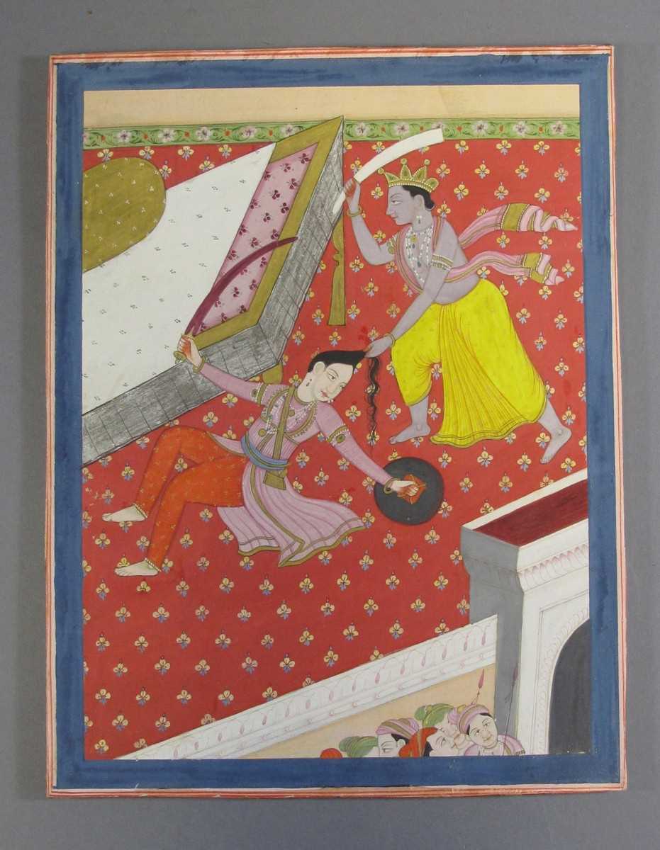 Lot 165 - KRISHNA PULLS KAMSA FROM HIS THRONE