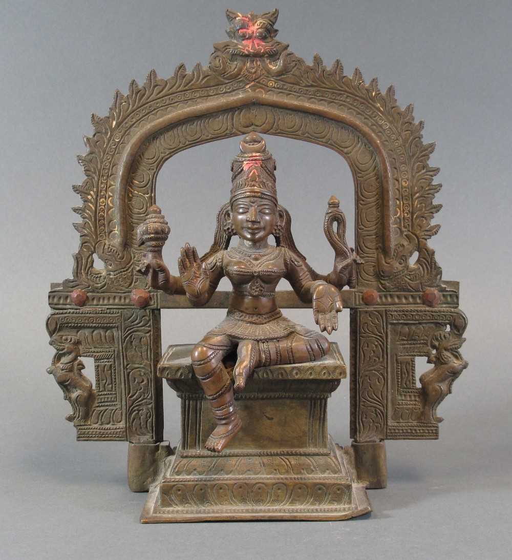 Lot 83 - A BRONZE SHRINE DEPICTING PARVATI