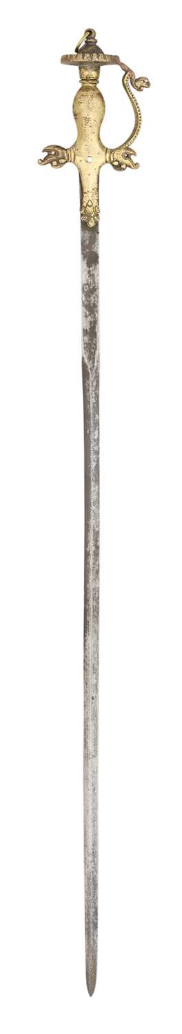 Lot 25 - A SOUTH INDIAN RAPIER WITH TALWAR HILT,