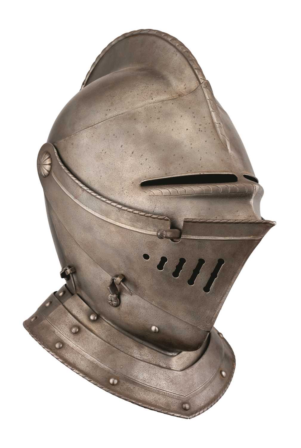 Lot 177 - A CLOSE HELMET IN THE FLEMISH STYLE OF CIRCA