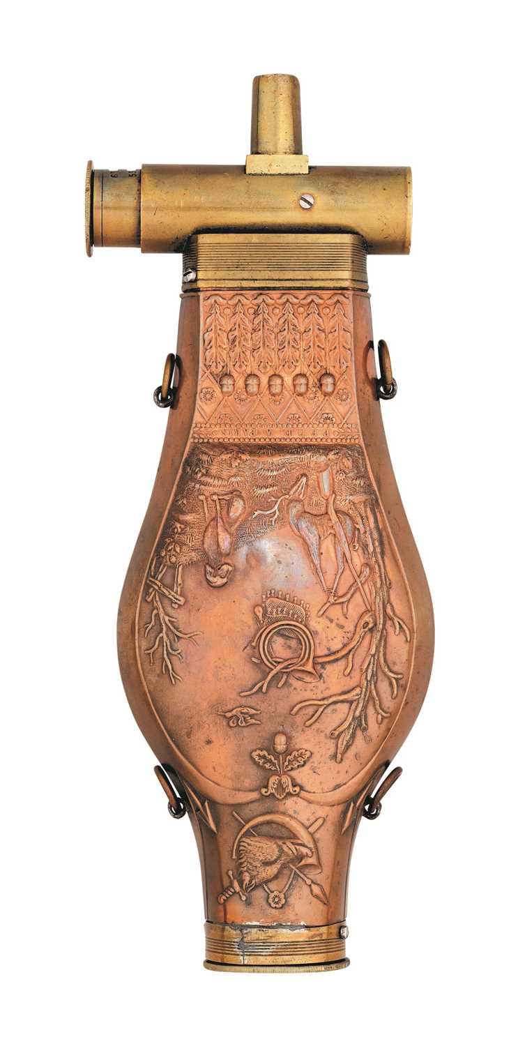 Lot 225 - â€¡A FRENCH COPPER POWDER-FLASK