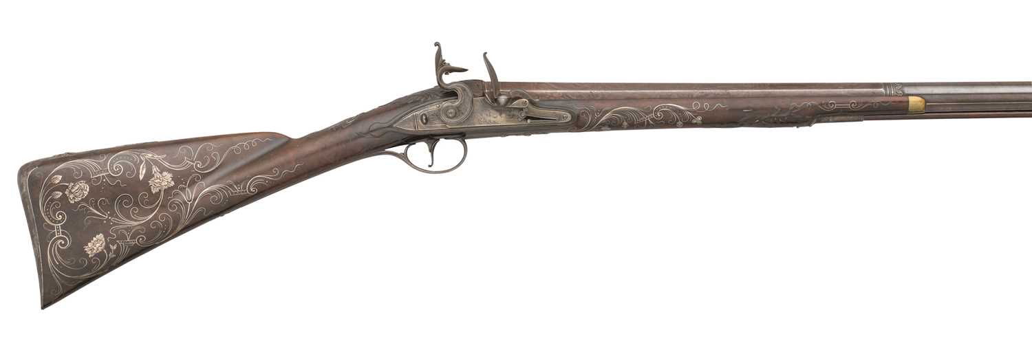Lot 234 - â€¡A 16 BORE ENGLISH FLINTLOCK SPORTING GUN,