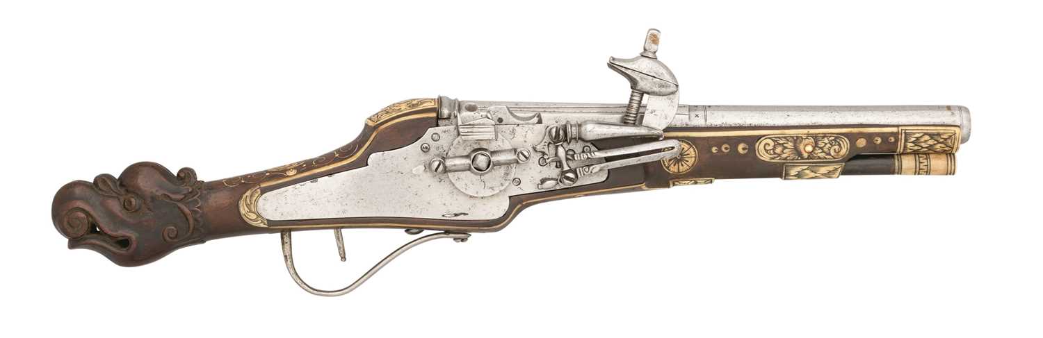 Lot 247 - A GERMAN WHEEL-LOCK HOLSTER PISTOL, 17TH