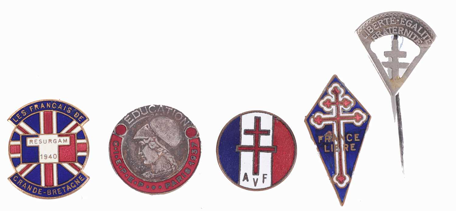 Lot 184 - FRANCE: FIVE FREE FRENCH METAL AND ENAMEL