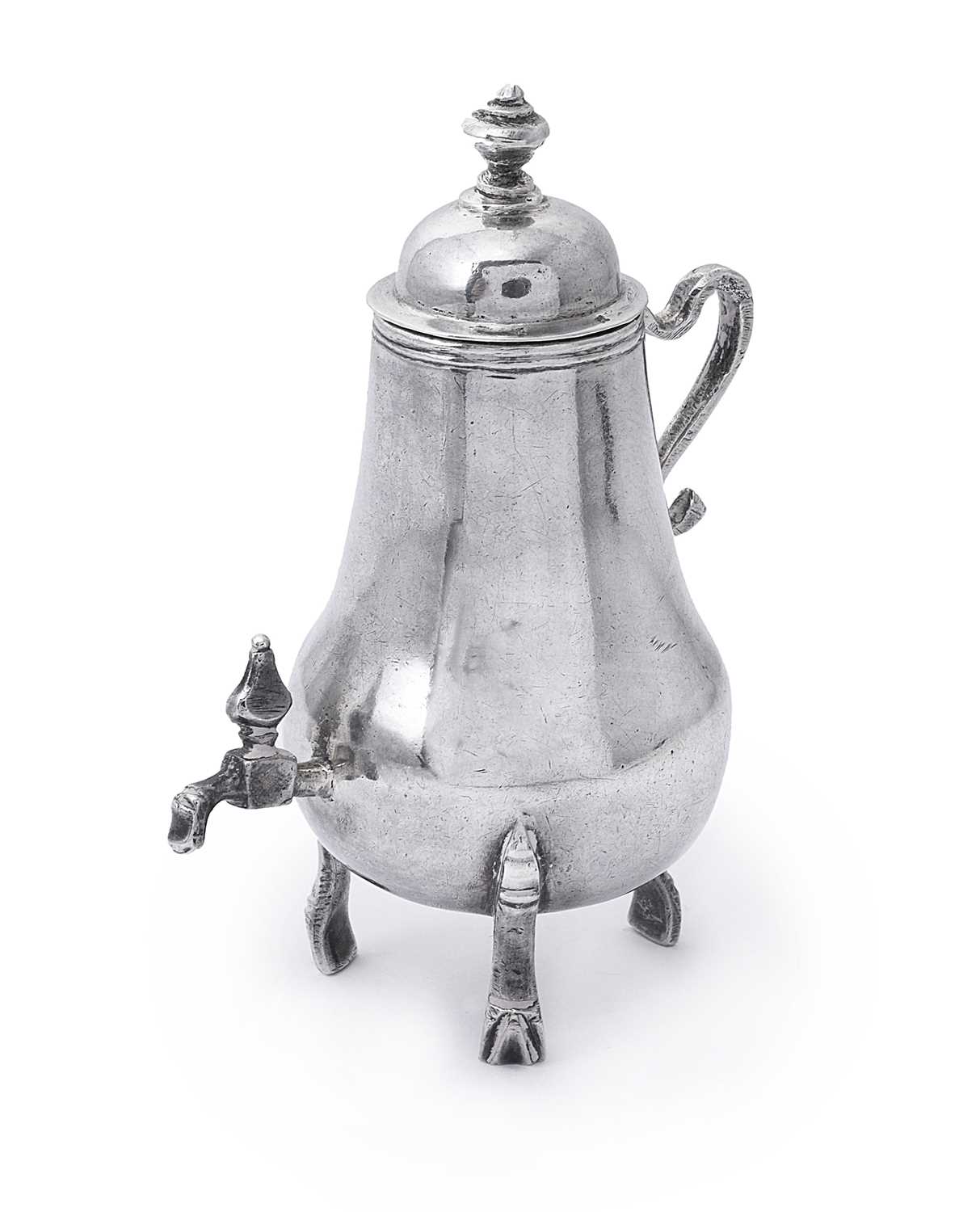 Lot 88 - A DUTCH SILVER MINIATURE COFFEE POT, MARKER'S