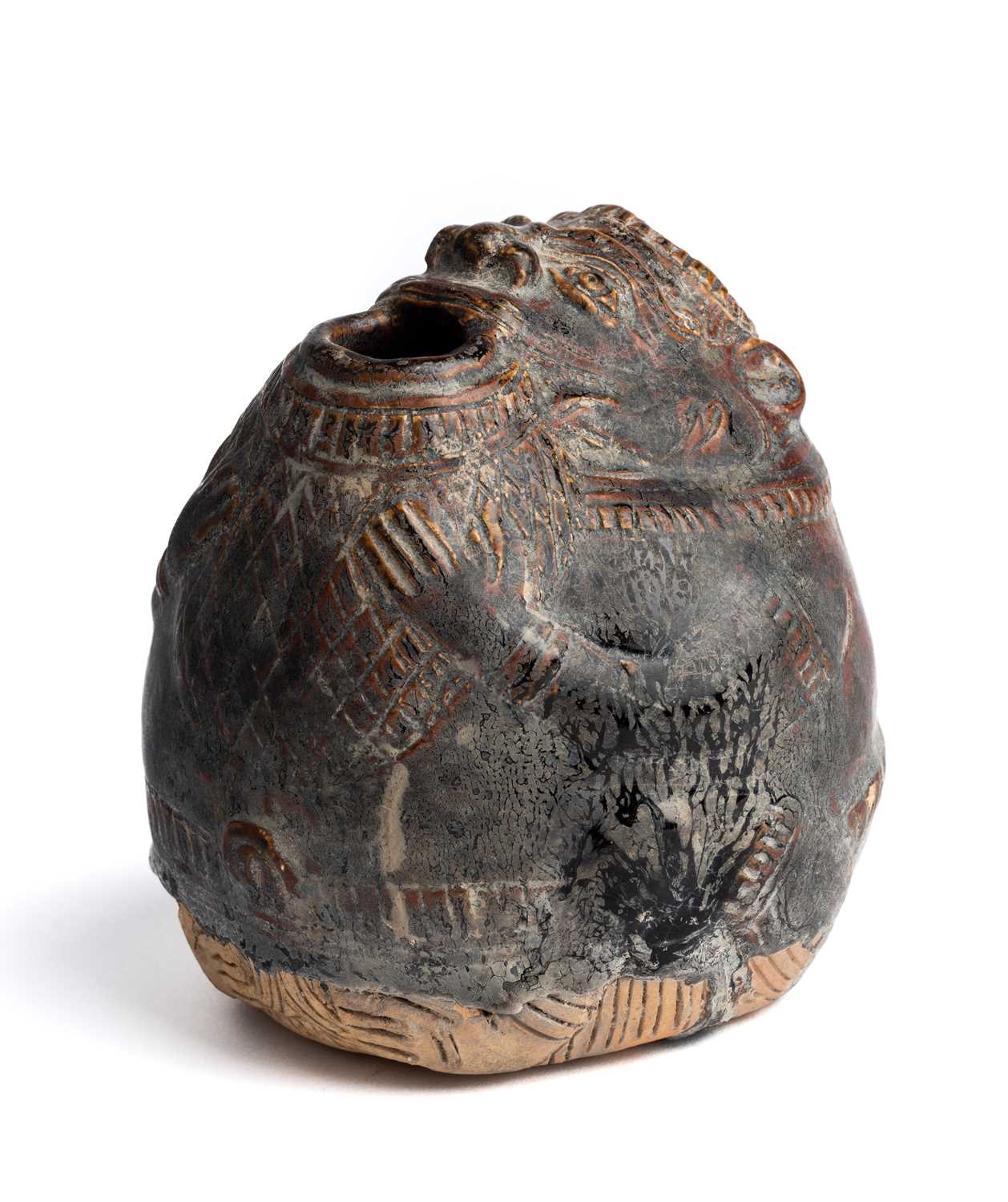 Lot 276 - A KHMER BROWN GLAZED RITUAL POT