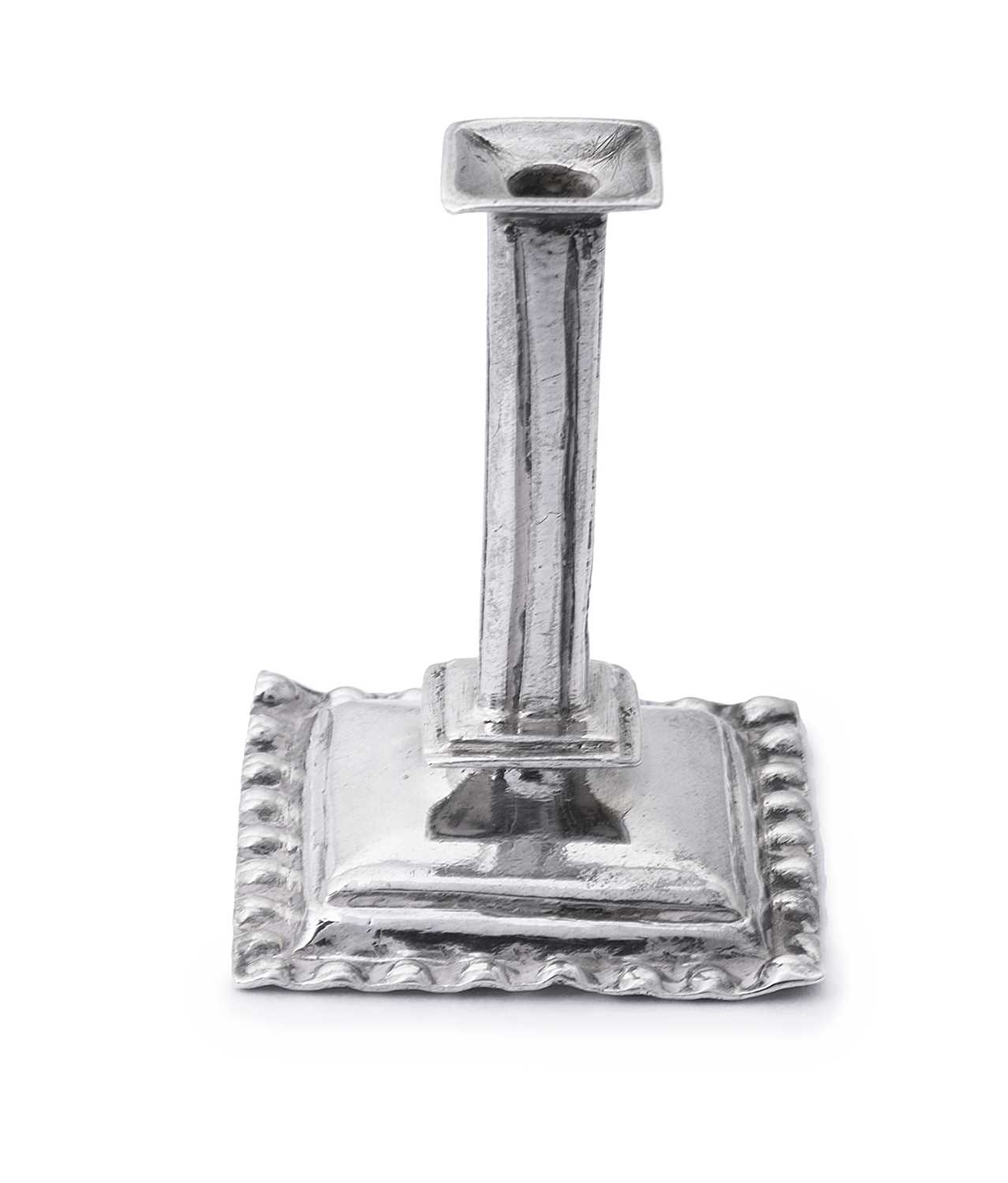 Lot 120 - A DUTCH SILVER MINIATURE CANDLESTICK,
