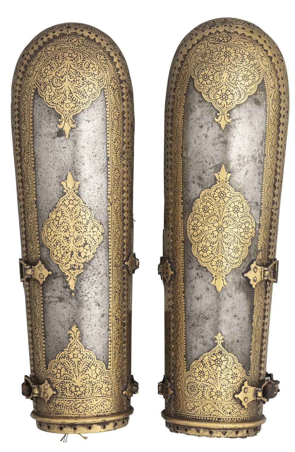 Lot 73 - A FINE PAIR OF INDIAN ARM DEFENCES (DASTANA),