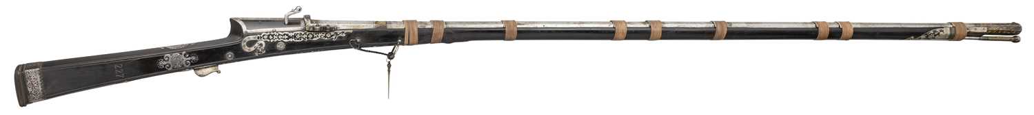Lot 87 - A 20 BORE NORTH INDIAN MATCHLOCK RIFLE, 18TH