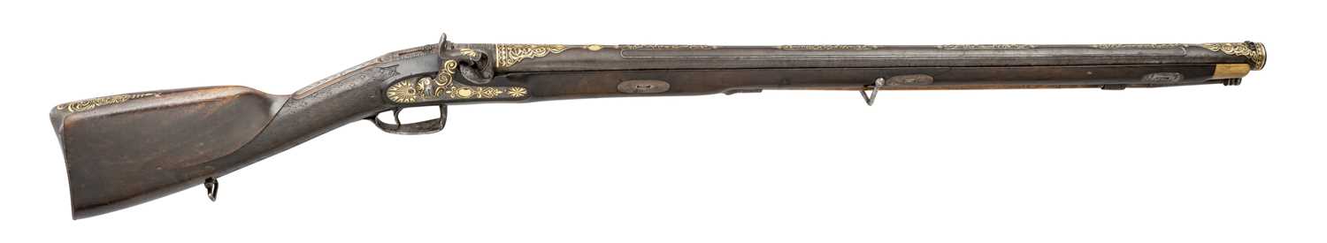 Lot 205 - A .650 CALIBRE OTTOMAN PERCUSSION RIFLE,