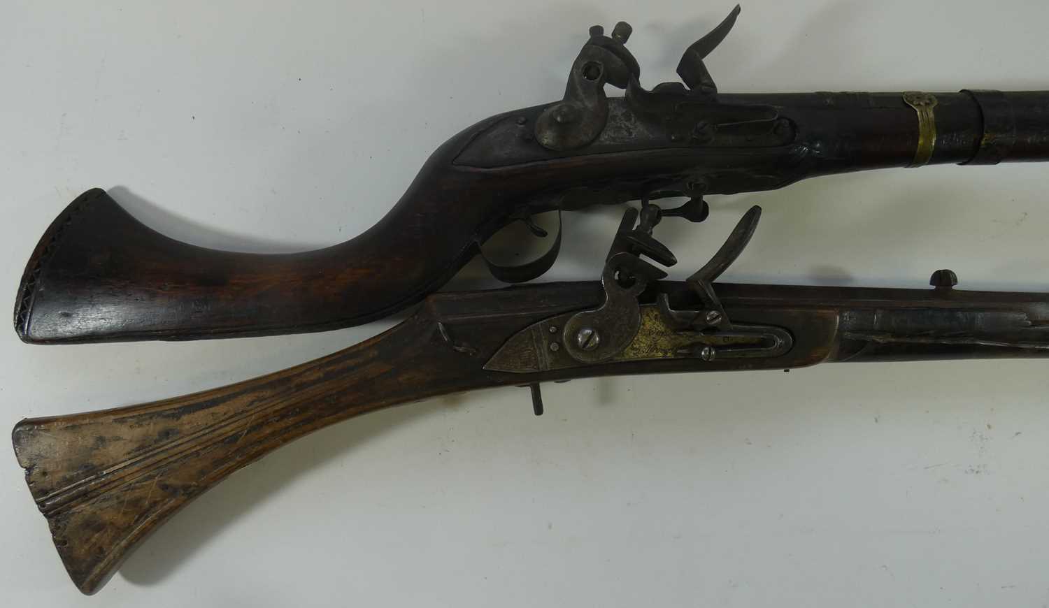 Lot 206 - A 22 BORE AFGHAN FLINTLOCK GUN (JEZAIL), AND
