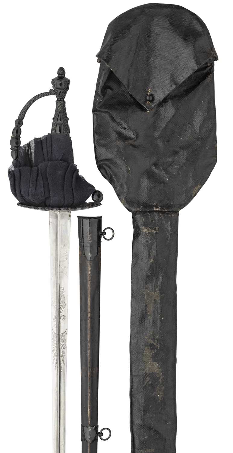 Lot 260 - A FINE MOURNING SWORD WITH BLACK