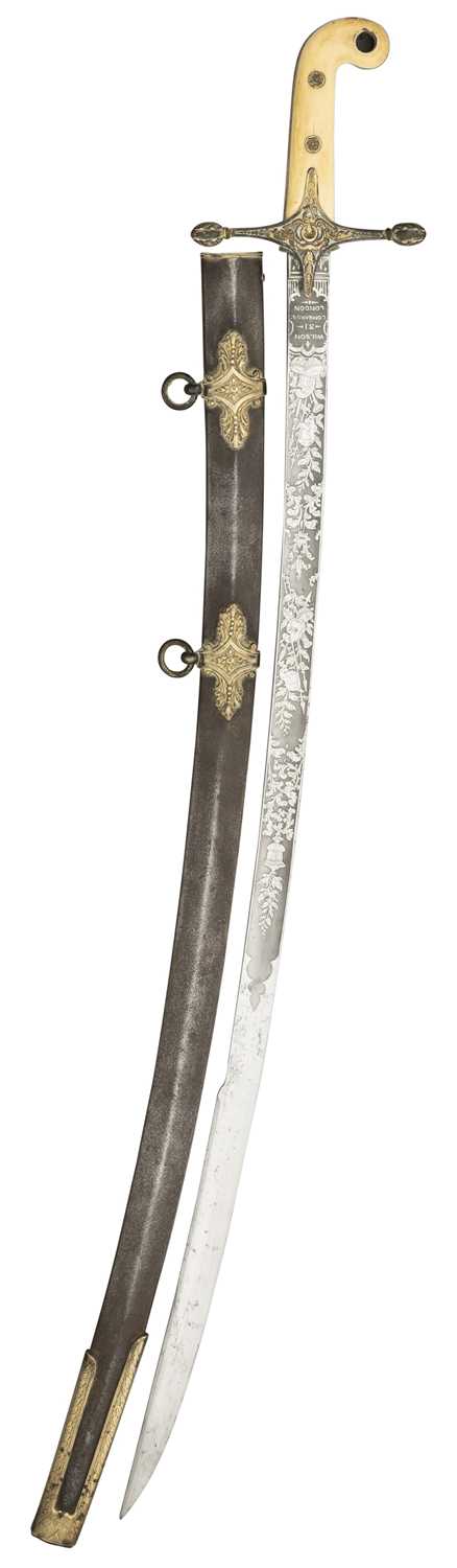 Lot 329 - ËœA MAMELUKE-HILTED SWORD RETAILED BY WILSON,