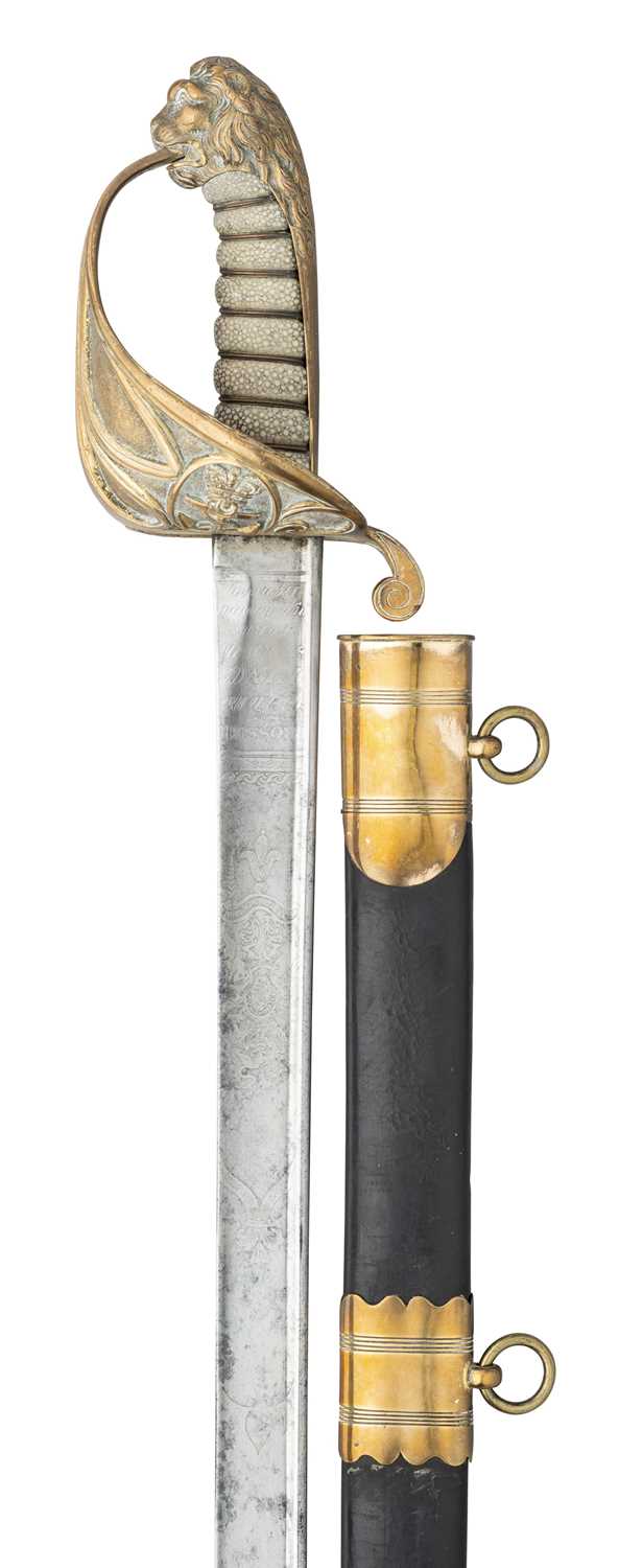 Lot 343 - AN 1827 PATTERN NAVAL OFFICER'S SWORD