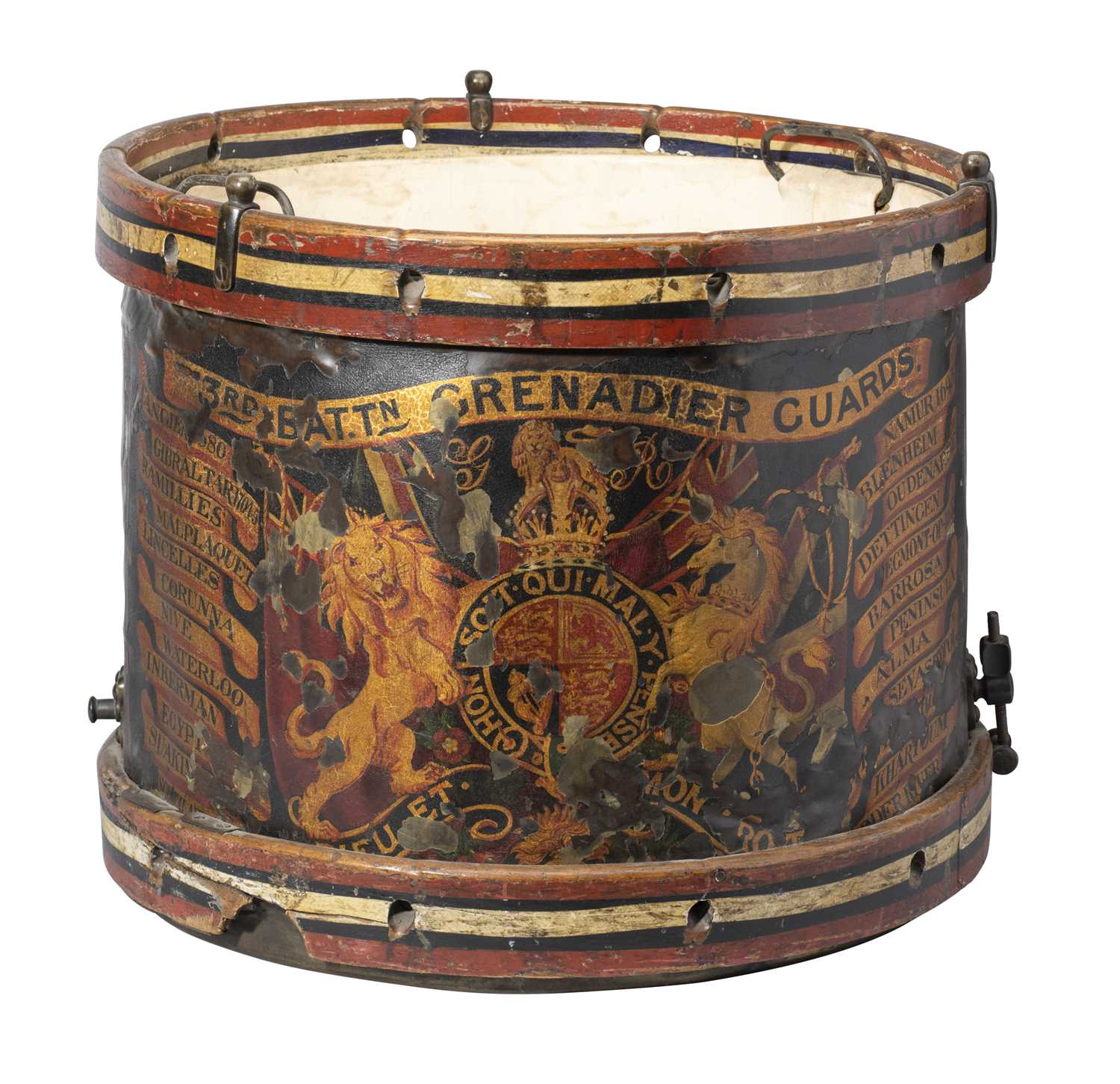 Lot 352 - A PAINTED REGIMENTAL DRUM OF THE 3RD