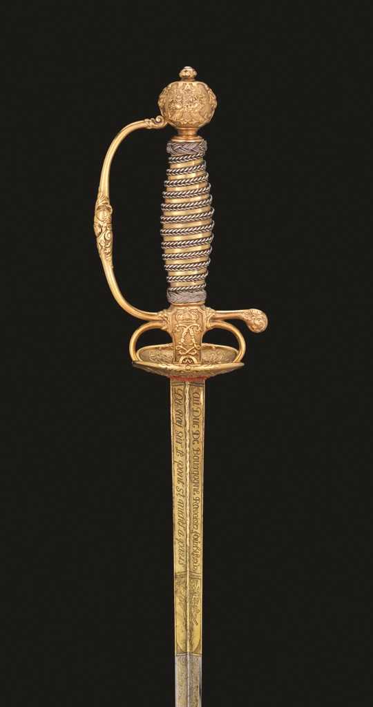 Lot 190 - A FRENCH SMALL-SWORD WITH GILT-BRASS HILT
