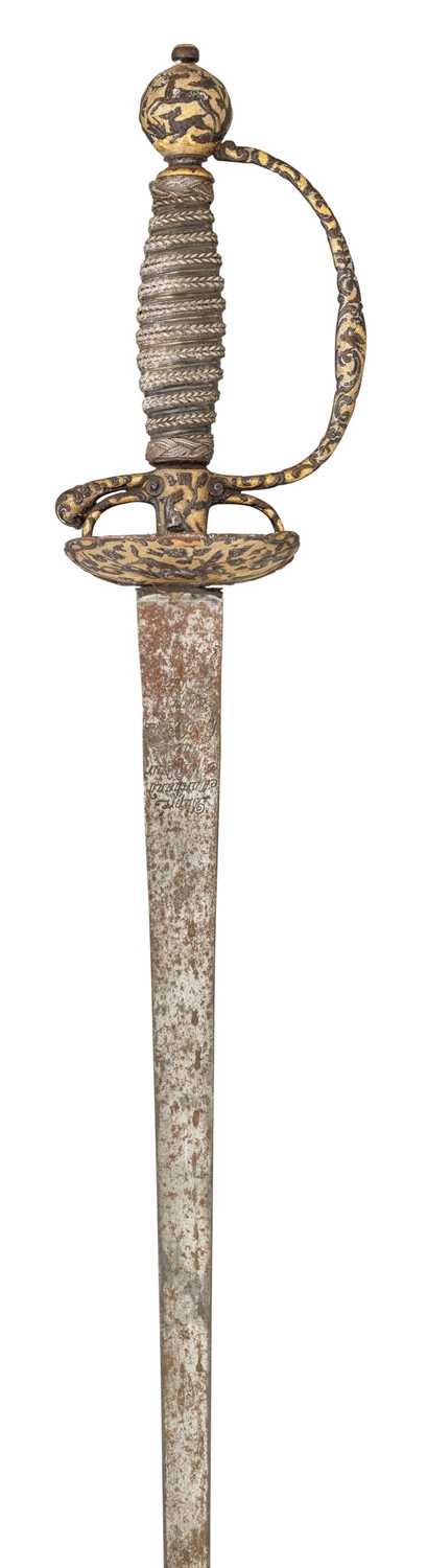 Lot 236 - A FRENCH SMALL-SWORD WITH CHISELLED AND GILT