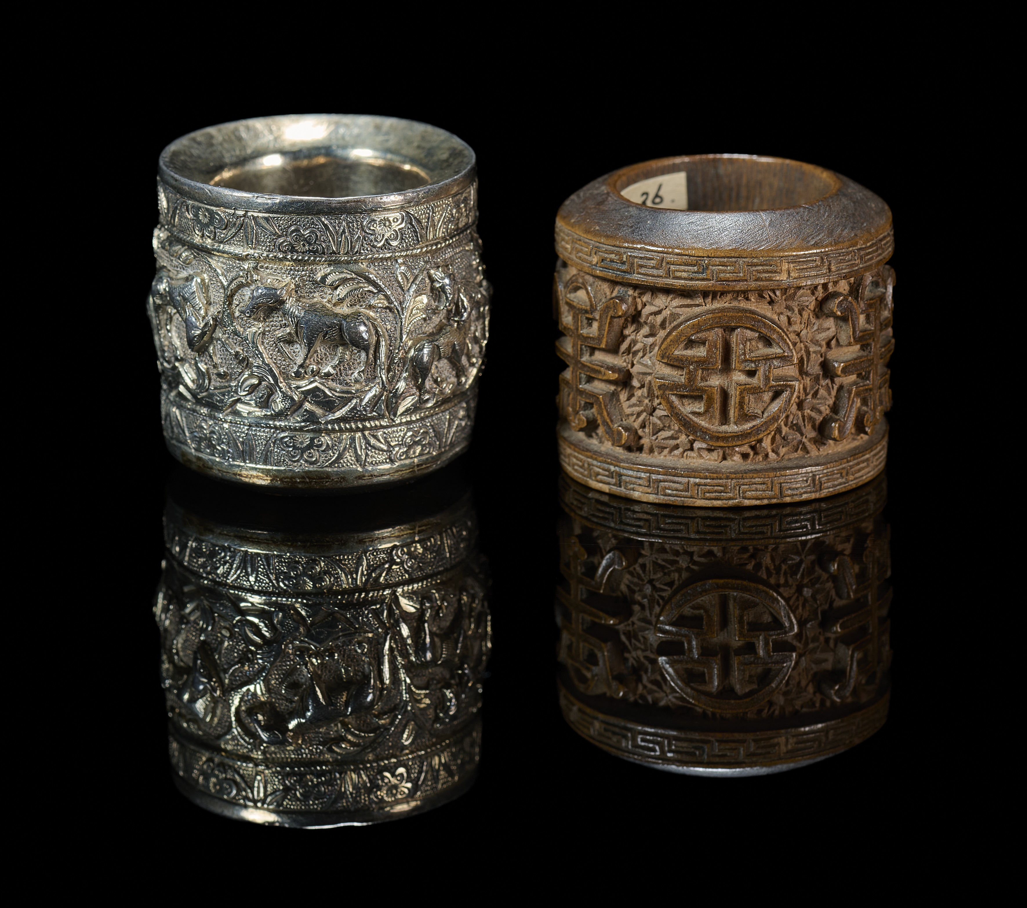 Lot 75 - TWO CHINESE ARCHERS RINGS, QING DYNASTY, 19TH