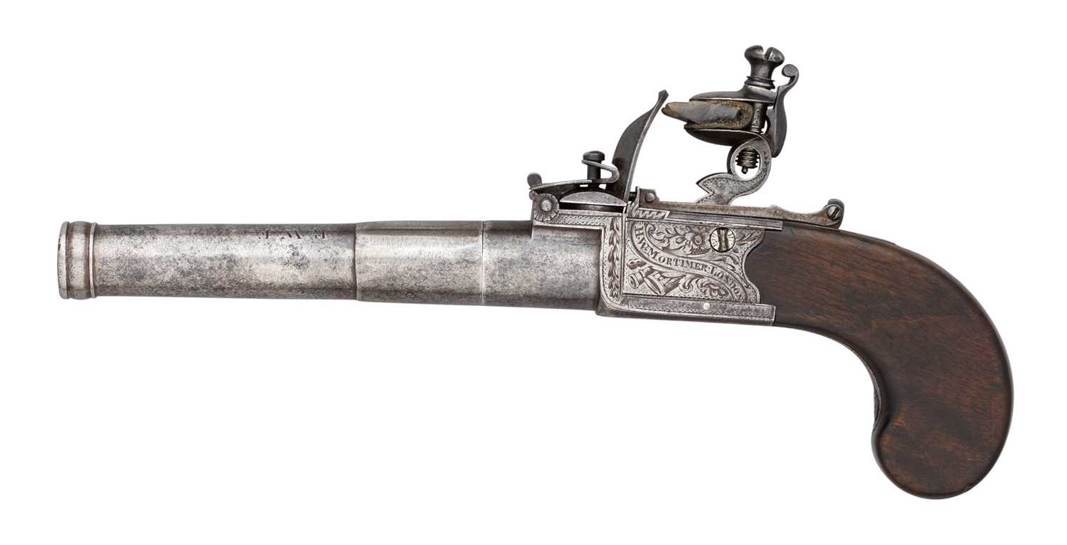 Lot 419 - â€¡A 40 BORE FLINTLOCK BOX-LOCK PISTOL BY