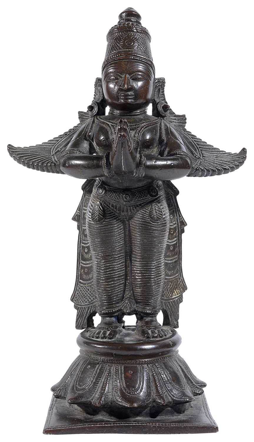 Lot 83 - A BRONZE FIGURE OF GARUDA, TAMIL NADU, LATE