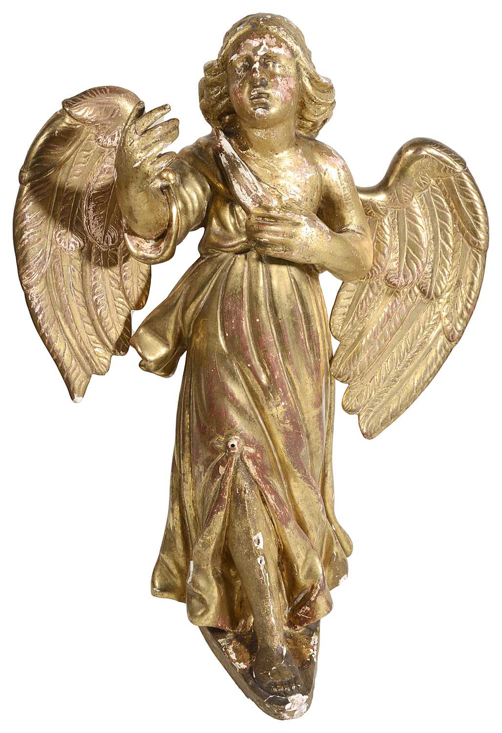 Lot 201 - A GILTWOOD FIGURE OF AN ANGEL, 17TH CENTURY