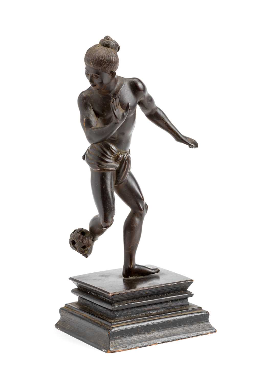 Lot 125 - â“Œ A BRONZE FIGURE OF A CHINLON (CANE BALL)