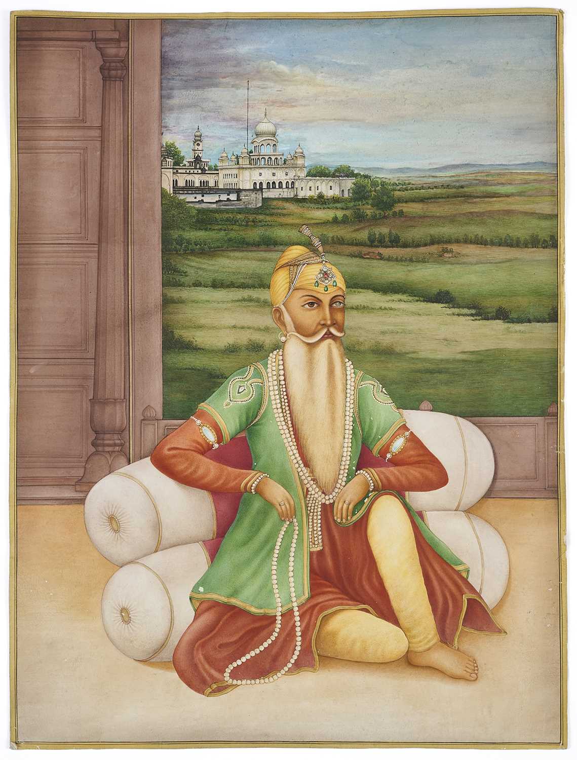 Lot 317 - A PORTRAIT OF RANJIT SINGH, PUNJAB, CIRCA