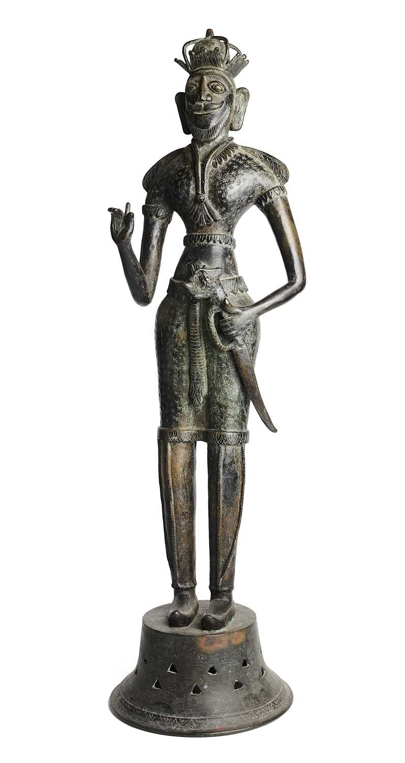 Lot 227 - A LARGE BRONZE FIGURE OF A KANDYAN CHIEF,
