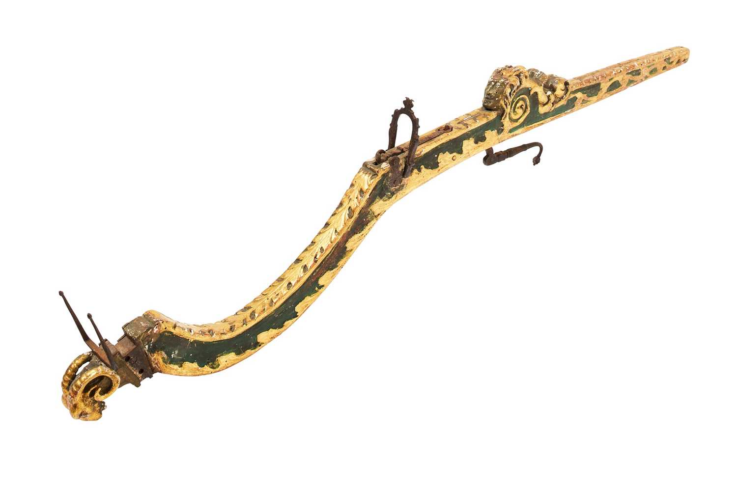 Lot 26 - A FINE ITALIAN CARVED TILLER FROM A STONEBOW,