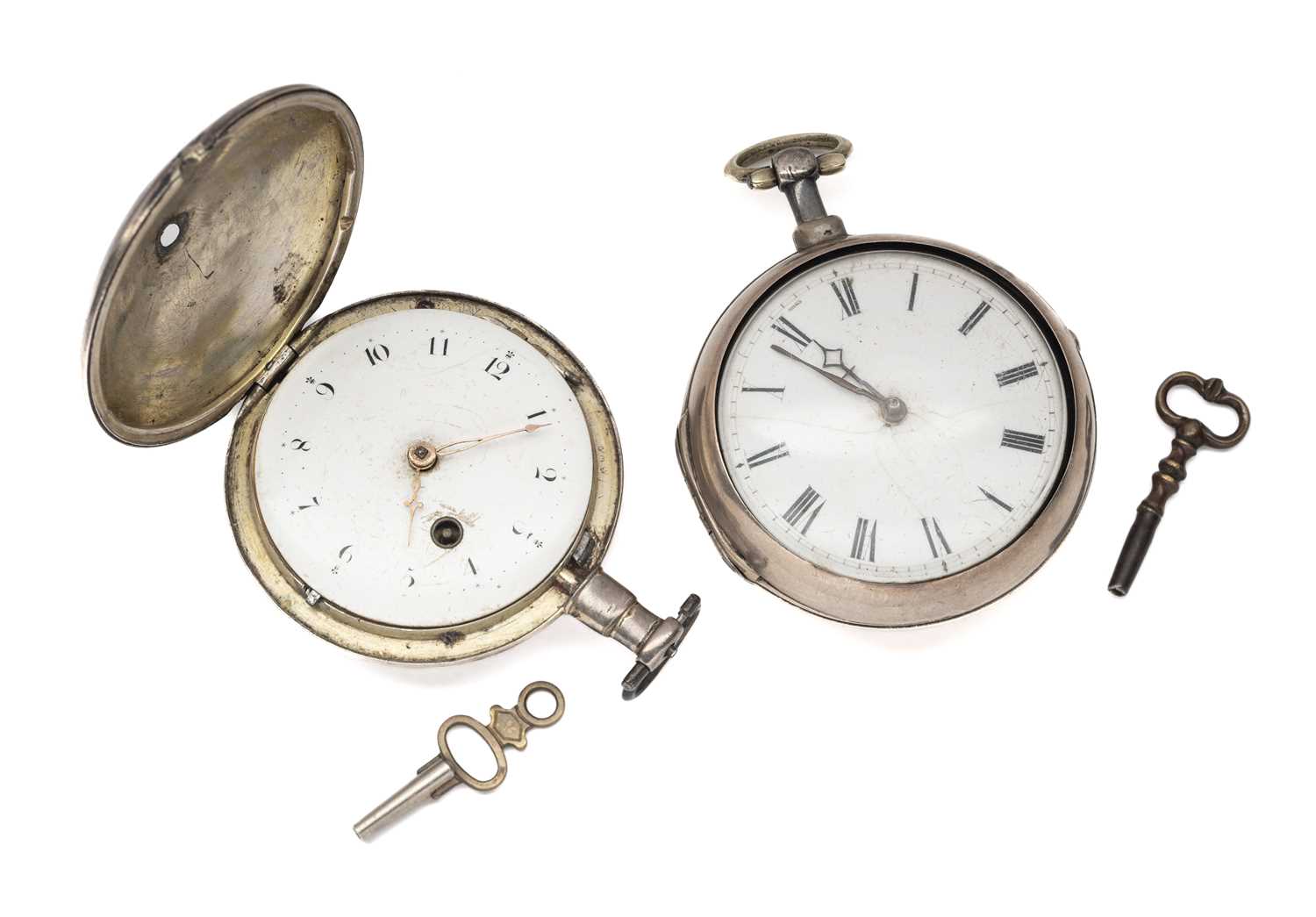 Lot 261 - A GEORGE III SILVER PAIR-CASED POCKET WATCH,
