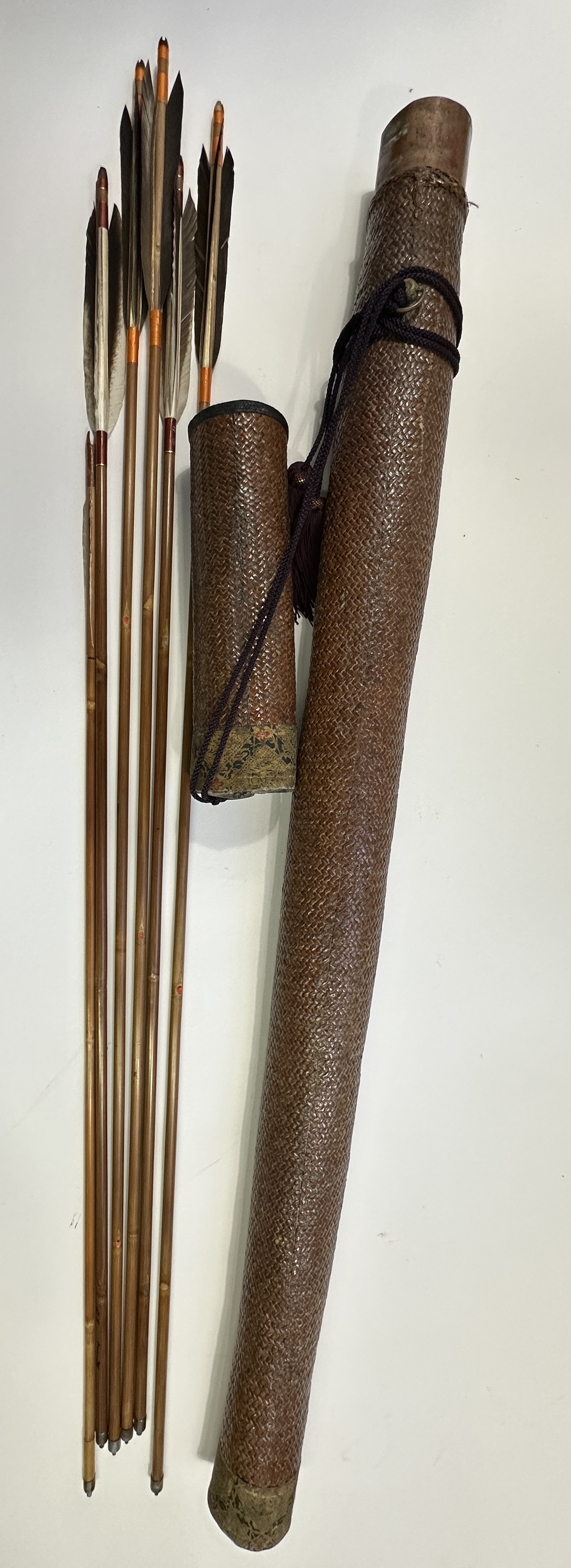 Lot 15 - EIGHT TUBULAR QUIVERS INCLUDING JAPANESE