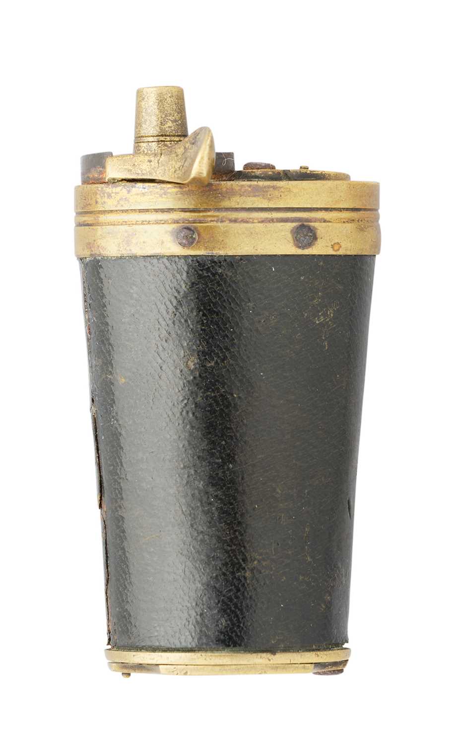 Lot 610 - A THREE-WAY POWDER-FLASK FOR A POCKET PISTOL,