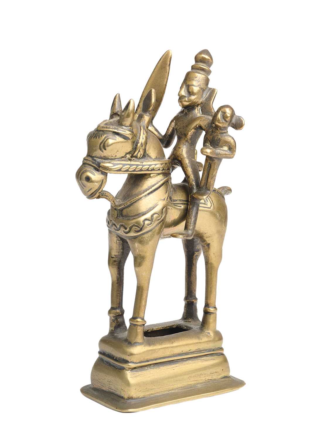 Lot 542 - A BRONZE GROUP DEPICTING KHANDOBA AND MHALSA,