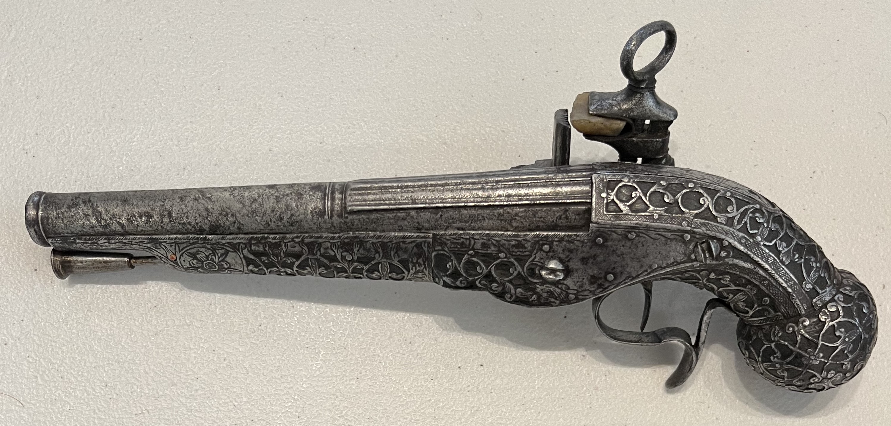 Lot 204 - A SPANISH MIQUELET-LOCK PISTOL, RIPOLL,