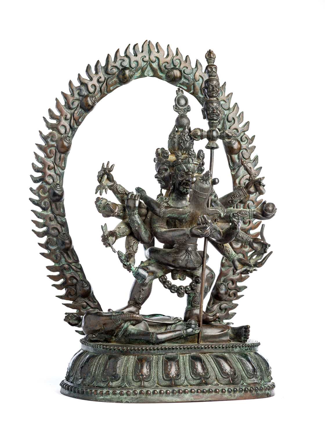 Lot 104 - A LARGE BRONZE SHRINE DEPICTING SAMVARA^