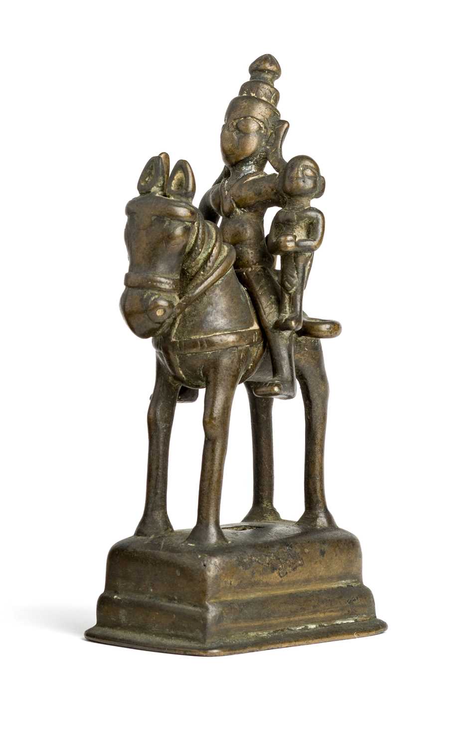 Lot 112 - A BRONZE FIGURE OF KHANDOBA AND MHALSA^