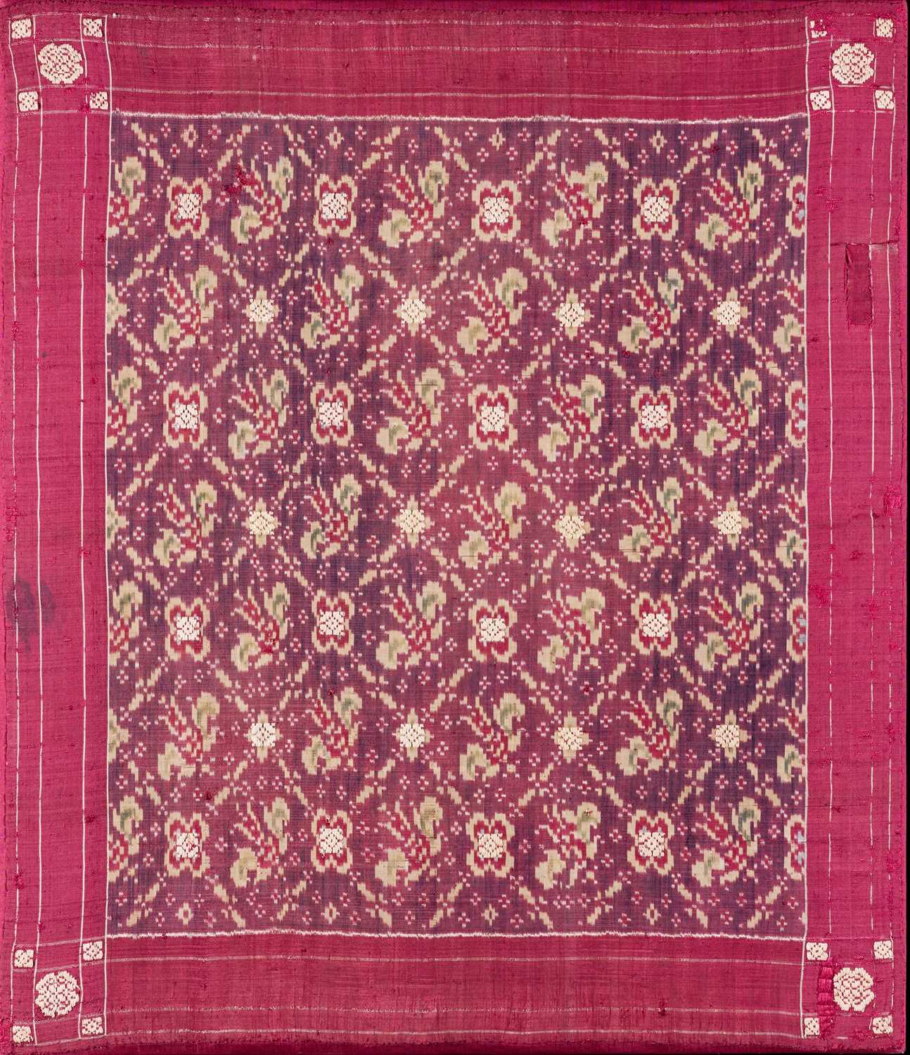 Lot 227 - A WOVEN AND EMBROIDERED HEAD SCARF (KEMBEN)^