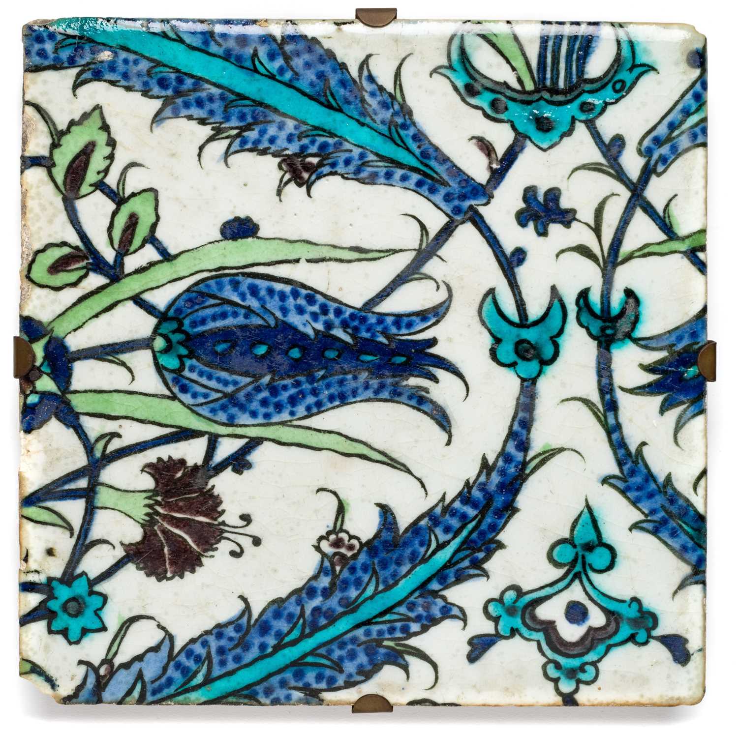 Lot 256 - A DAMASCUS TILE^ OTTOMAN SYRIA^ LATE 19TH