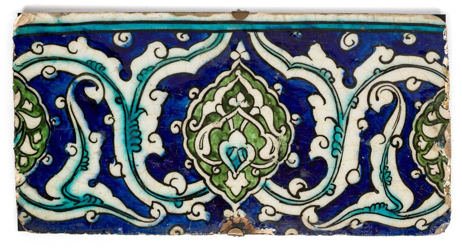 Lot 262 - A DAMASCUS BORDER TILE^ OTTOMAN SYRIA^ LATE