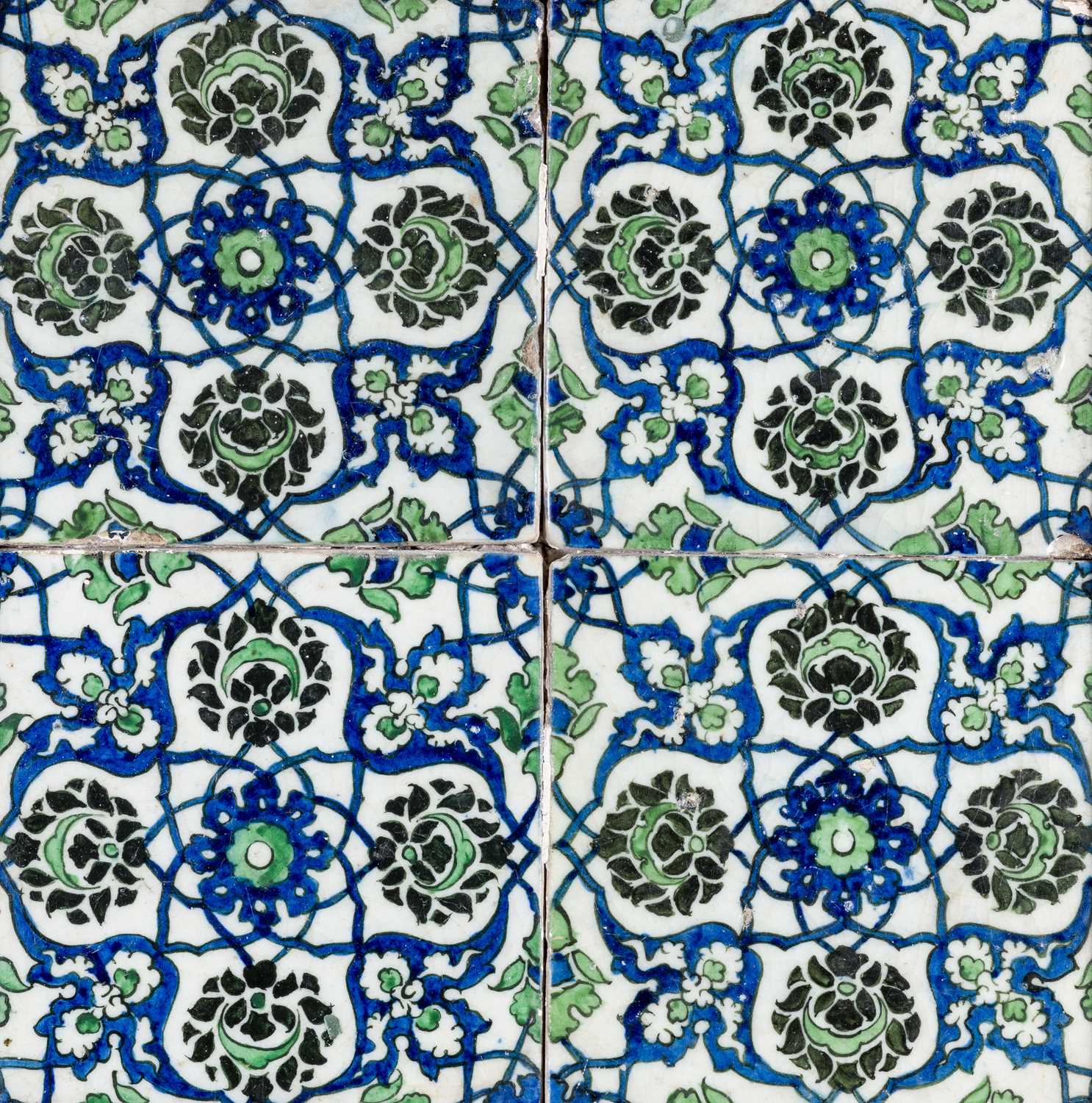 Lot 278 - A PANEL OF FOUR DAMASCUS TILES^ OTTOMAN